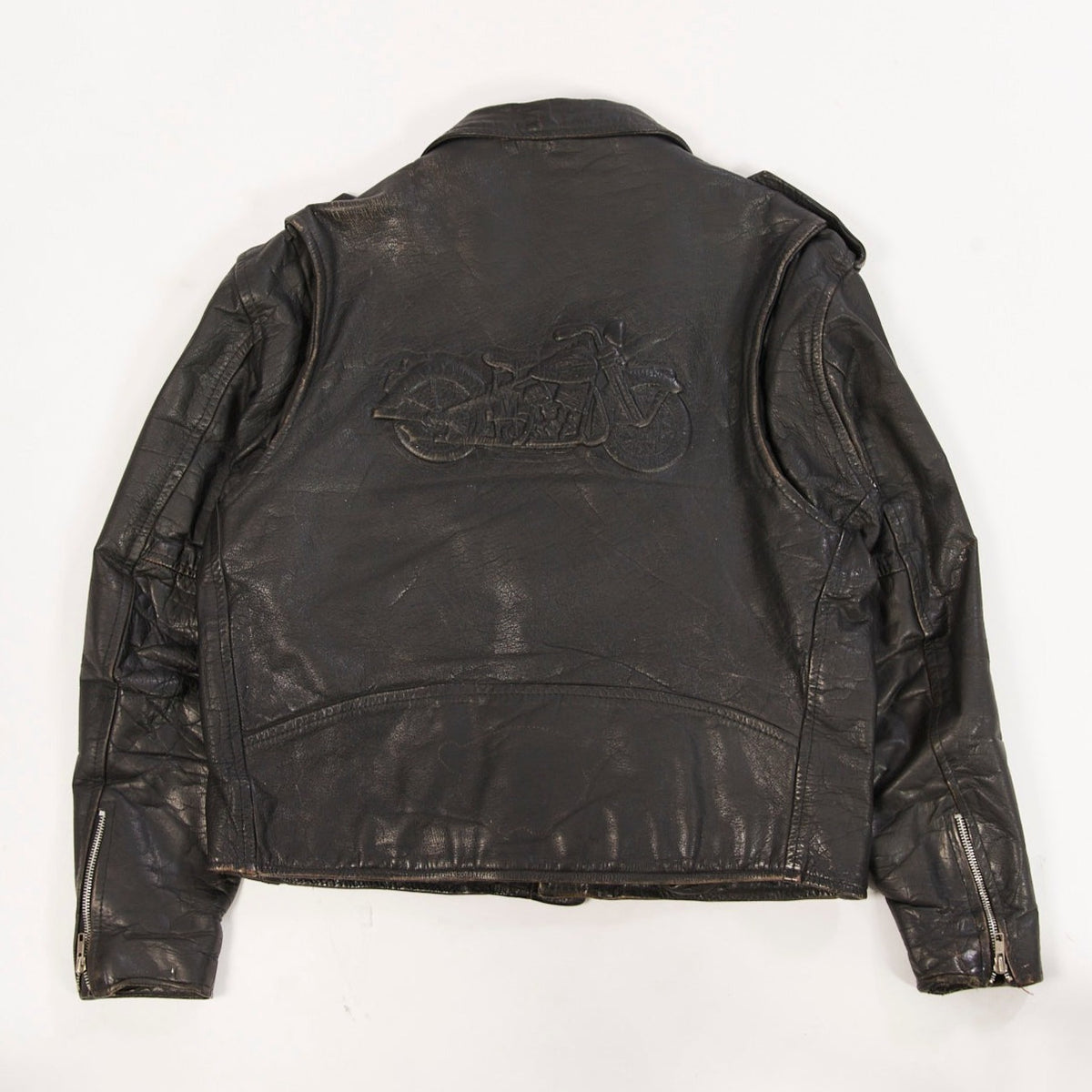 Vintage 1990's Highway One Leather moto jacket with embossed motorcycl ...